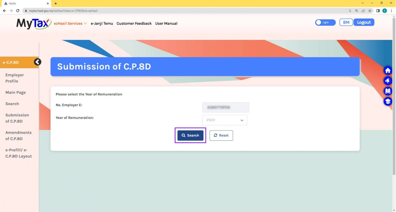 [2023] CP8D Online Submission via Mytax | LHDN Borang E