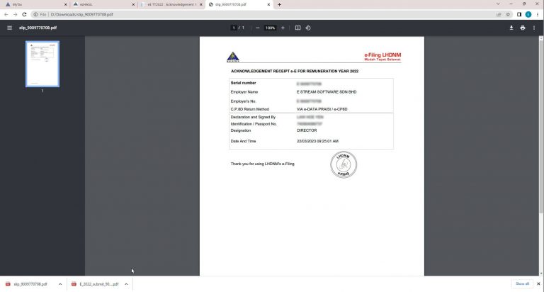 [2023] CP8D Online Submission via Mytax | LHDN Borang E