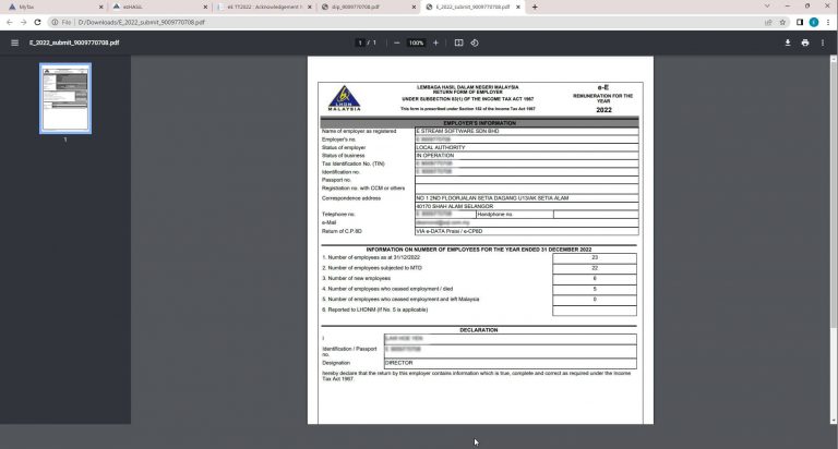 [2023] CP8D Online Submission via Mytax | LHDN Borang E