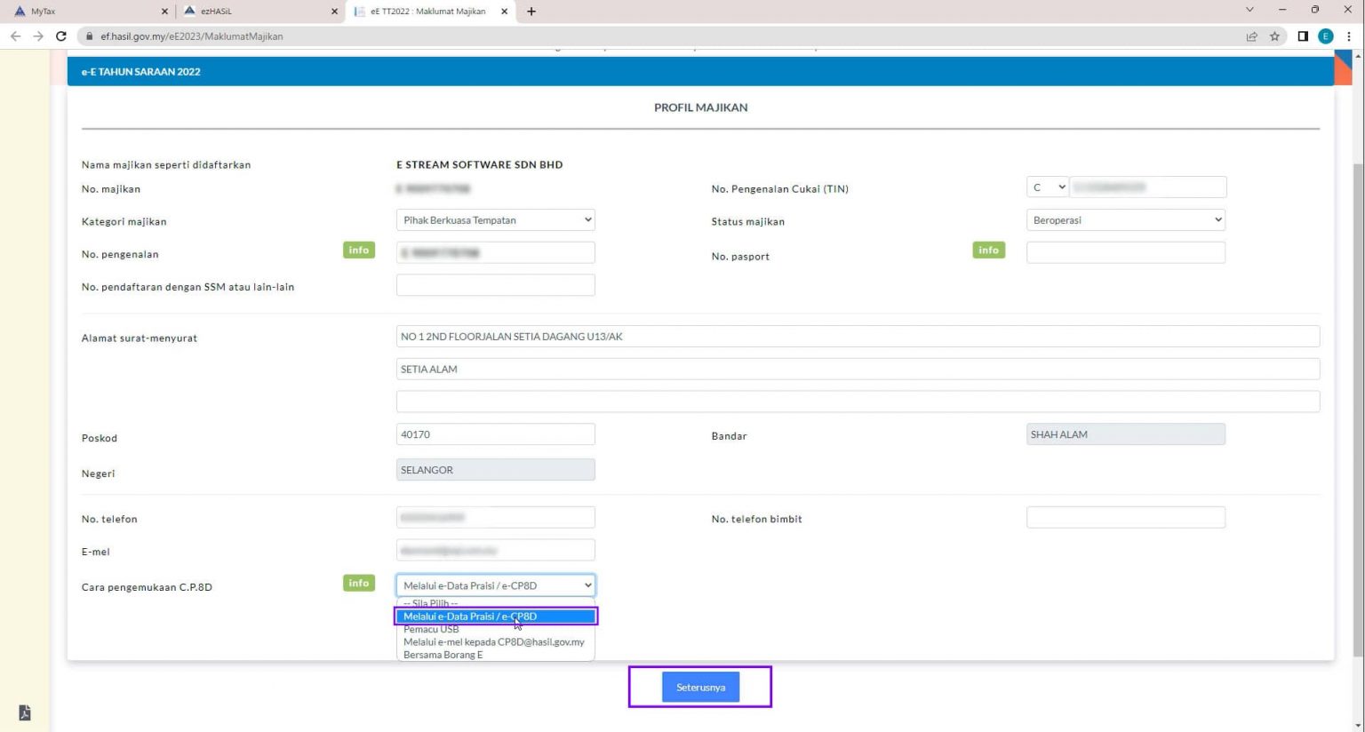 [2023] CP8D Online Submission via Mytax | LHDN Borang E