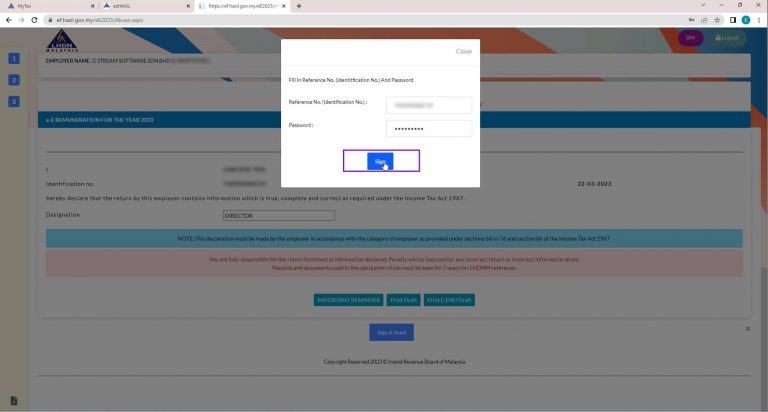 [2023] CP8D Online Submission via Mytax | LHDN Borang E